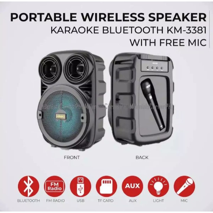 Jual Speaker Bluetooth Kimiso KIMIOS Plus Mic Karaoke Super Bass | Shopee Indonesia