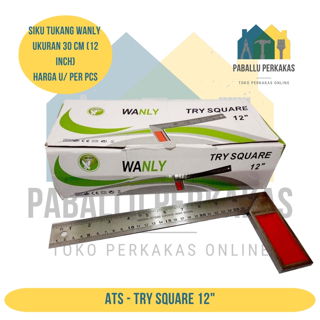 Jual Siku Tukang Tebal 12" inch 30 cm WANLY Siku Meter Penggaris Mistar ...