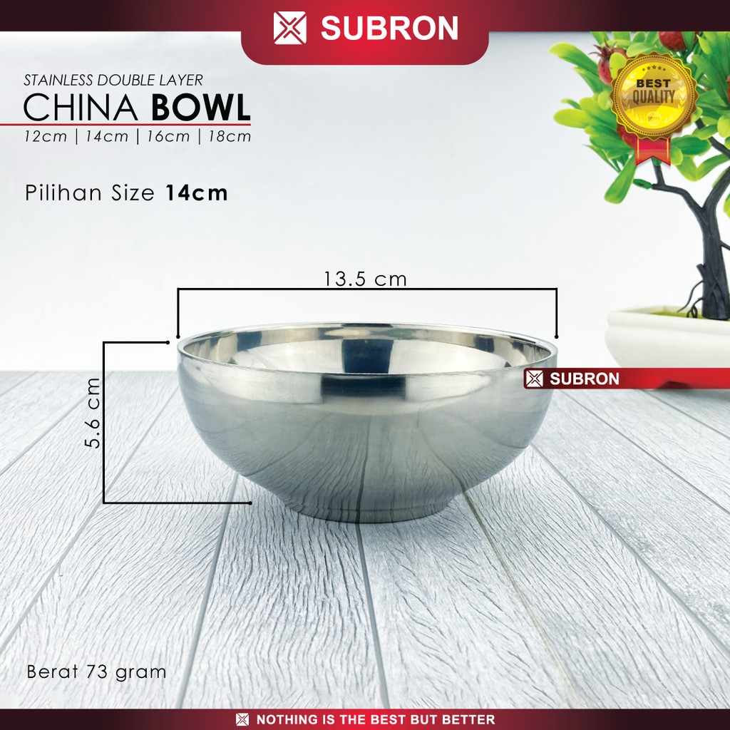 Jual SUBRON China Bowl Mangkok Stainless 11.5cm 14cm Mangkuk Makan ...