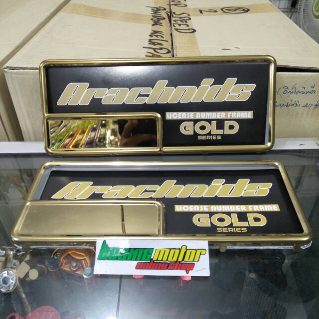 Jual Tutup Plat Rumah Bingkai plat nomor gold arachnids thailand Harga ...