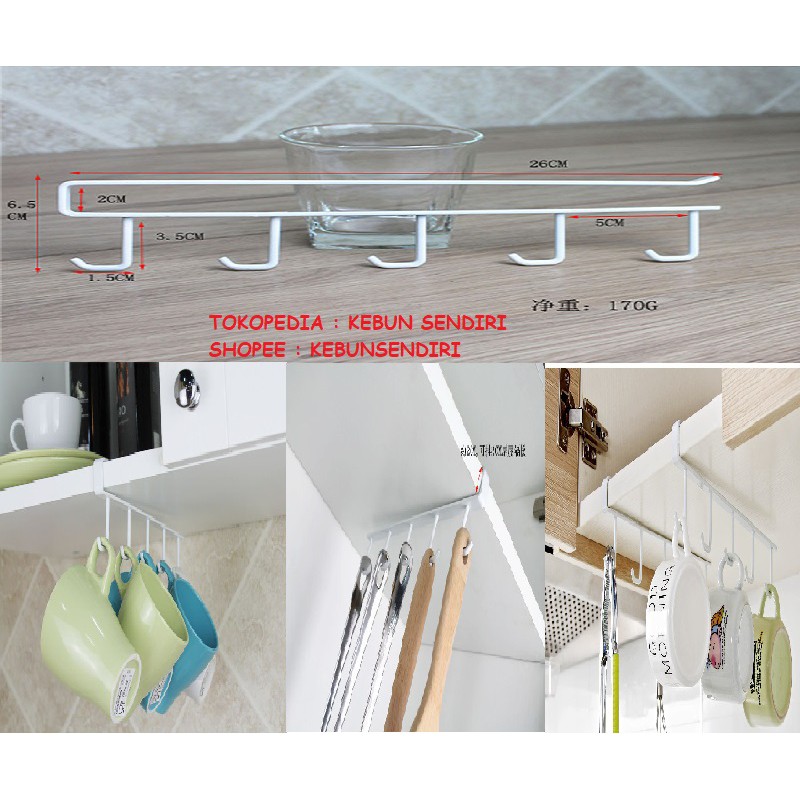 Jual Rak Gantung Peralatan Dapur 6 Hook Rak Gantung Baju Belakang Pintu ...