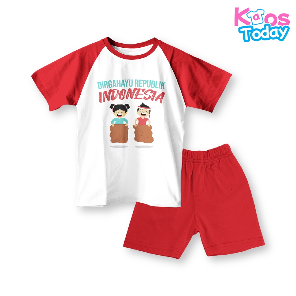 Jual Setelan Kaos Anak Raglan Unisex 1-10 tahun Spesial Kemerdekaan ...