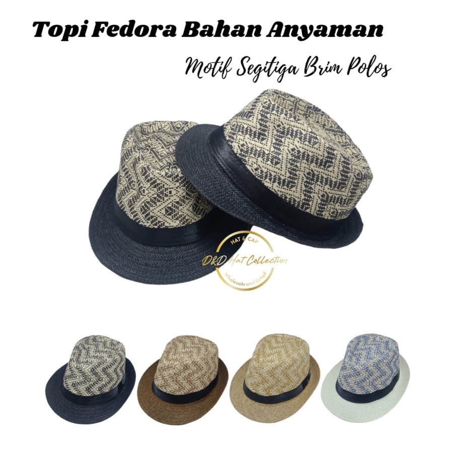 Jual Topi Fedora Import Anyaman motif Segitiga Brim Polos | Shopee ...