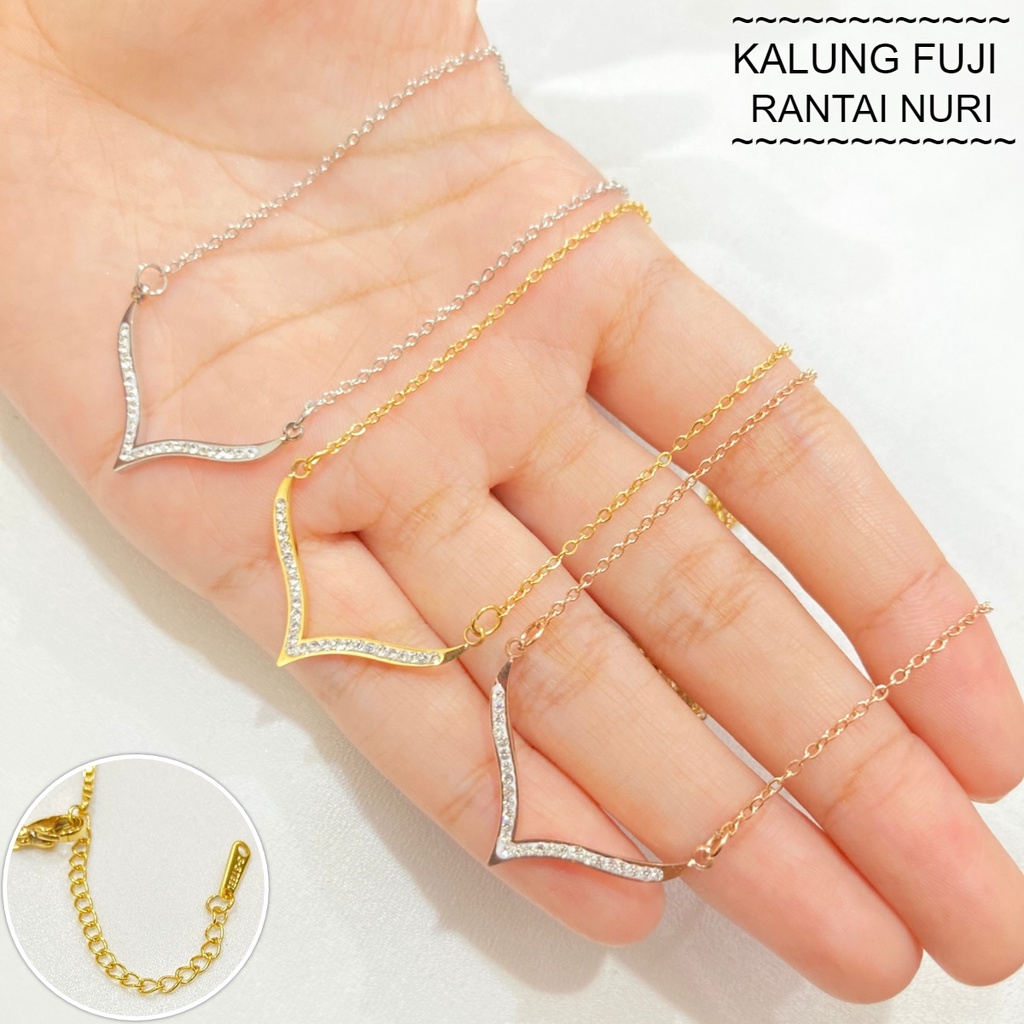 Jual Kalung Fuji Permata Rantai Nuri Titanium Anti Karat Aksesoris Fashion Korea | Shopee Indonesia