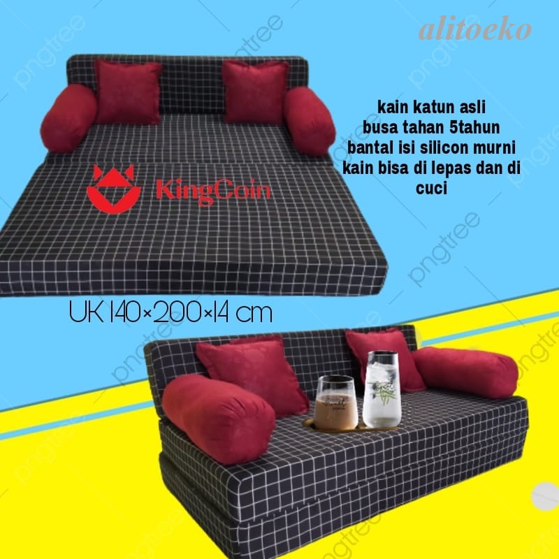 Jual Sofa Bed Kasur Lipat Tebal Busa 14 Ukuran 140x200 | Shopee Indonesia
