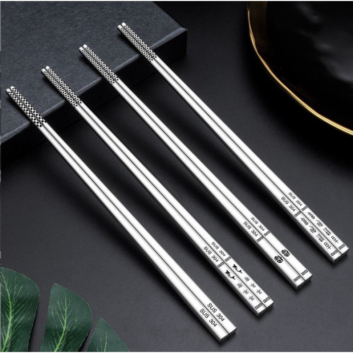Jual Sumpit 304 Stainless Steel Chopsticks Bakmi Anti Slip Gift Premium ...