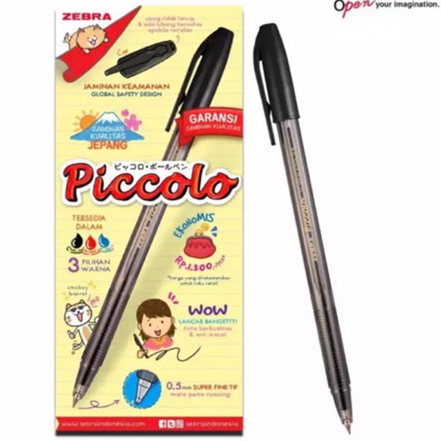 Jual ZEBRA Piccolo Fine Pulpen Tip 0.5 mm Semi Gel Ink Pen (Pack ...