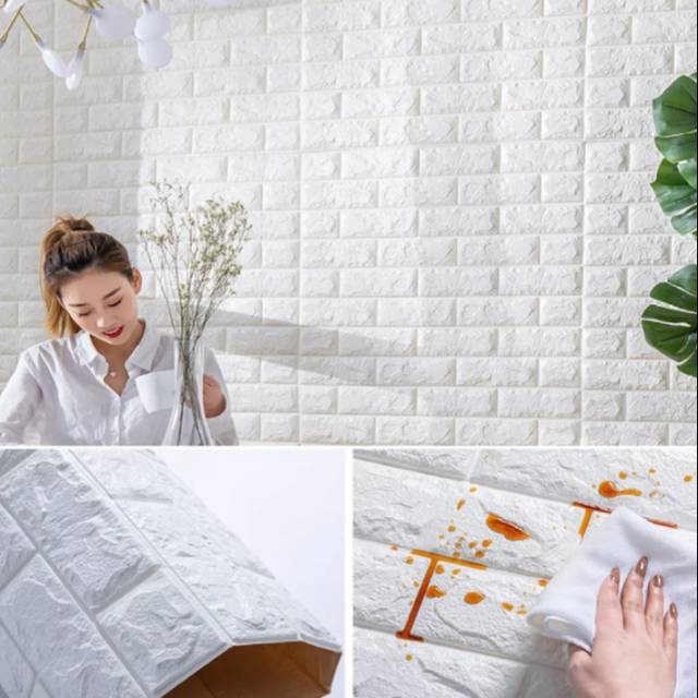 Jual Wallpaper Dinding 3d Brick foam Bata Putih 70cm x 70cm | Shopee ...