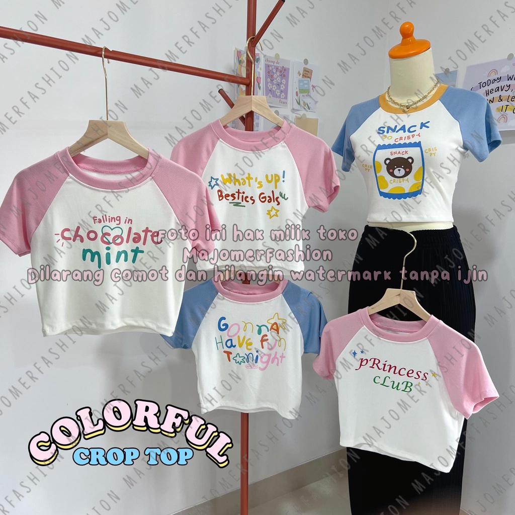 Jual MAJOMER ® | COLORFUL CROP TOP - KAOS RIB WANITA | Shopee Indonesia