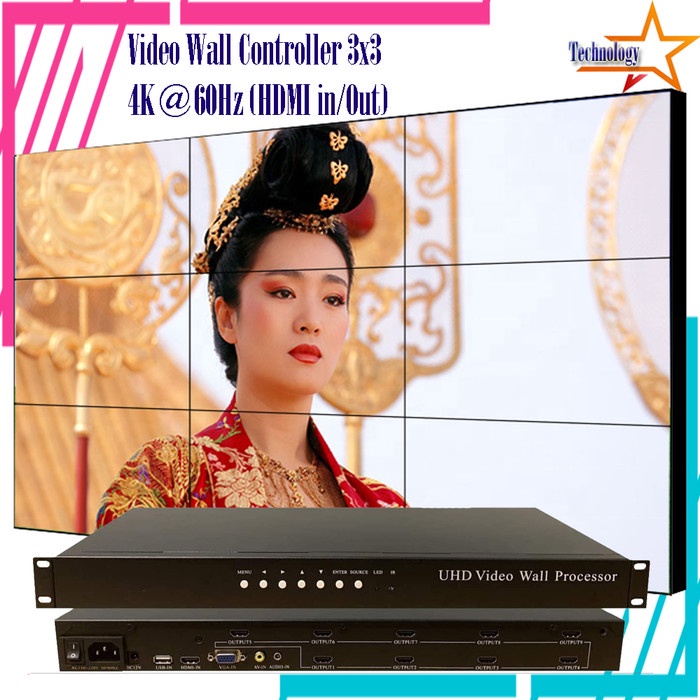 Jual 4K UHD Video Wall Controller 3x3 Input HDMI,VGA,USB,AV 3840x2160 ...