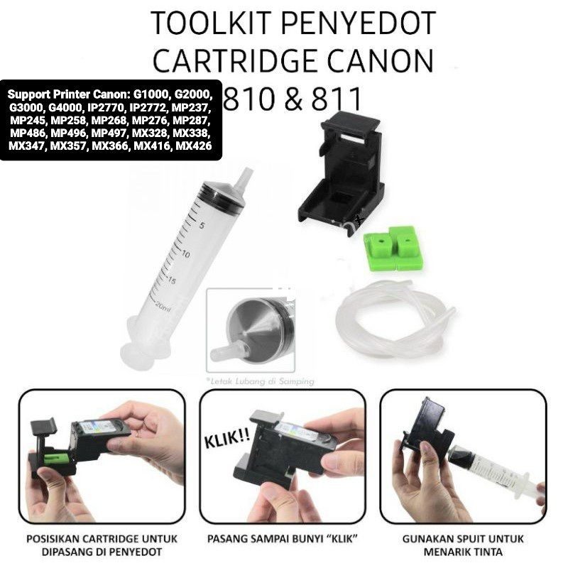 Jual Refill Tool Kit Penyedot sedot tinta Cartridge Canon 810 811 745 ...