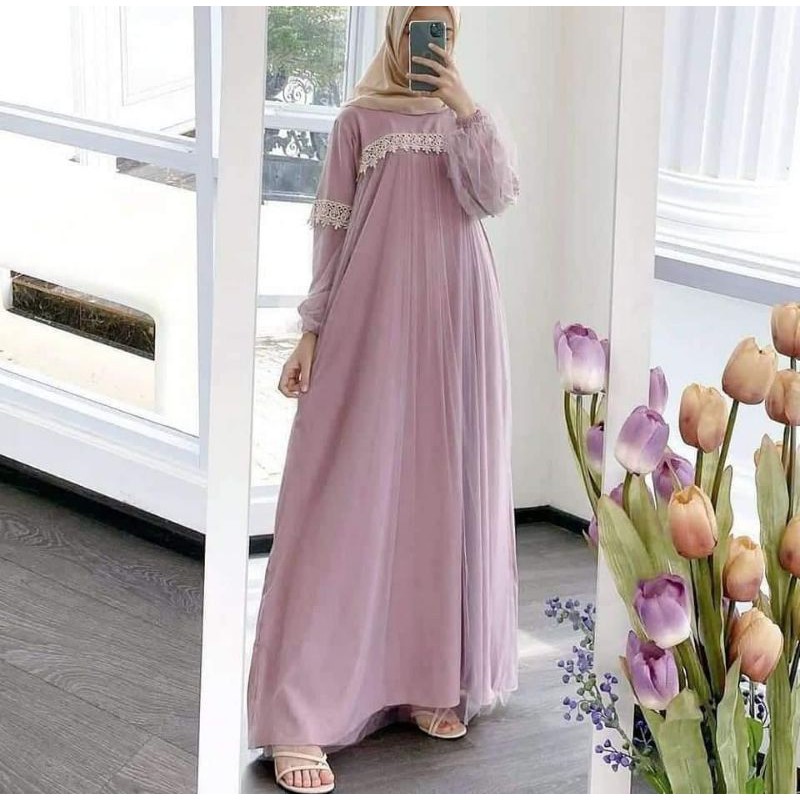 Jual Dress Tile Kombi Renda | Shopee Indonesia