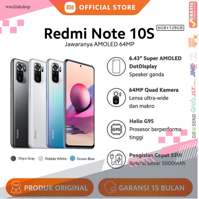 Jual Xiaomi Redmi Note 10S (6GB+128GB) Helio G95 64MP Quad Kamera Layar 6.43” Super AMOLED ...