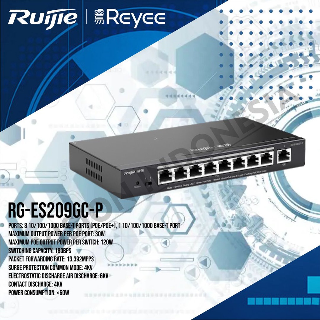 Jual RUIJIE REYEE RG-ES209GC-P / 9 Port Gigabit Smart PoE Switch ...