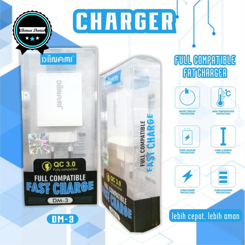 Jual BM101 ADAPTOR BATOK CHARGER DIINAMI DM-3 3USB PORTS QUALCOM ...