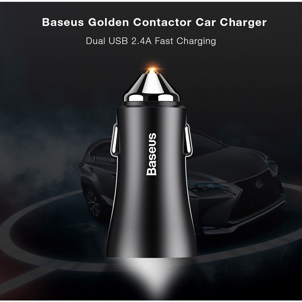 Jual BASEUS Golden Contactor Dual U Intelligent Car Charger Fast Charge ...