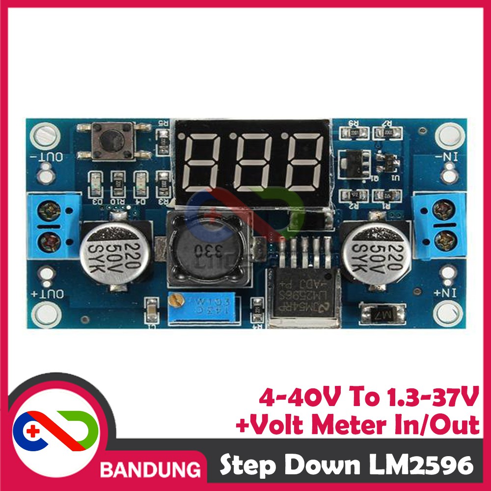 Jual LM2596 DC-DC ADJUSTABLE STEP DOWN 4-40V to 1.3-37V LED VOLTMETER | Shopee Indonesia