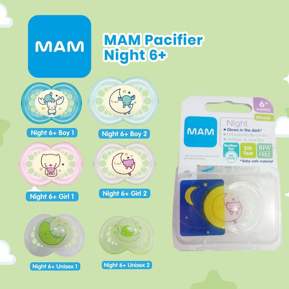 Jual MAM Pacifier Night 0+ / 6+ Months / MAM Pacifier Air 0+ / 6 ...