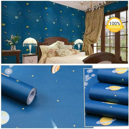 Jual Grade A Wallpaper Motif Anak kartun, angkasa, awan Panjang 8mx45cm ...