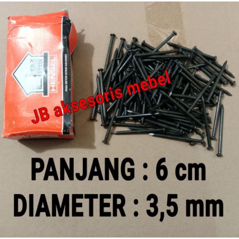 Jual PAKU BETON HITAM 6 cm isi 100pcs HENSEL / PAKU TEMBOK COR DINDING ...