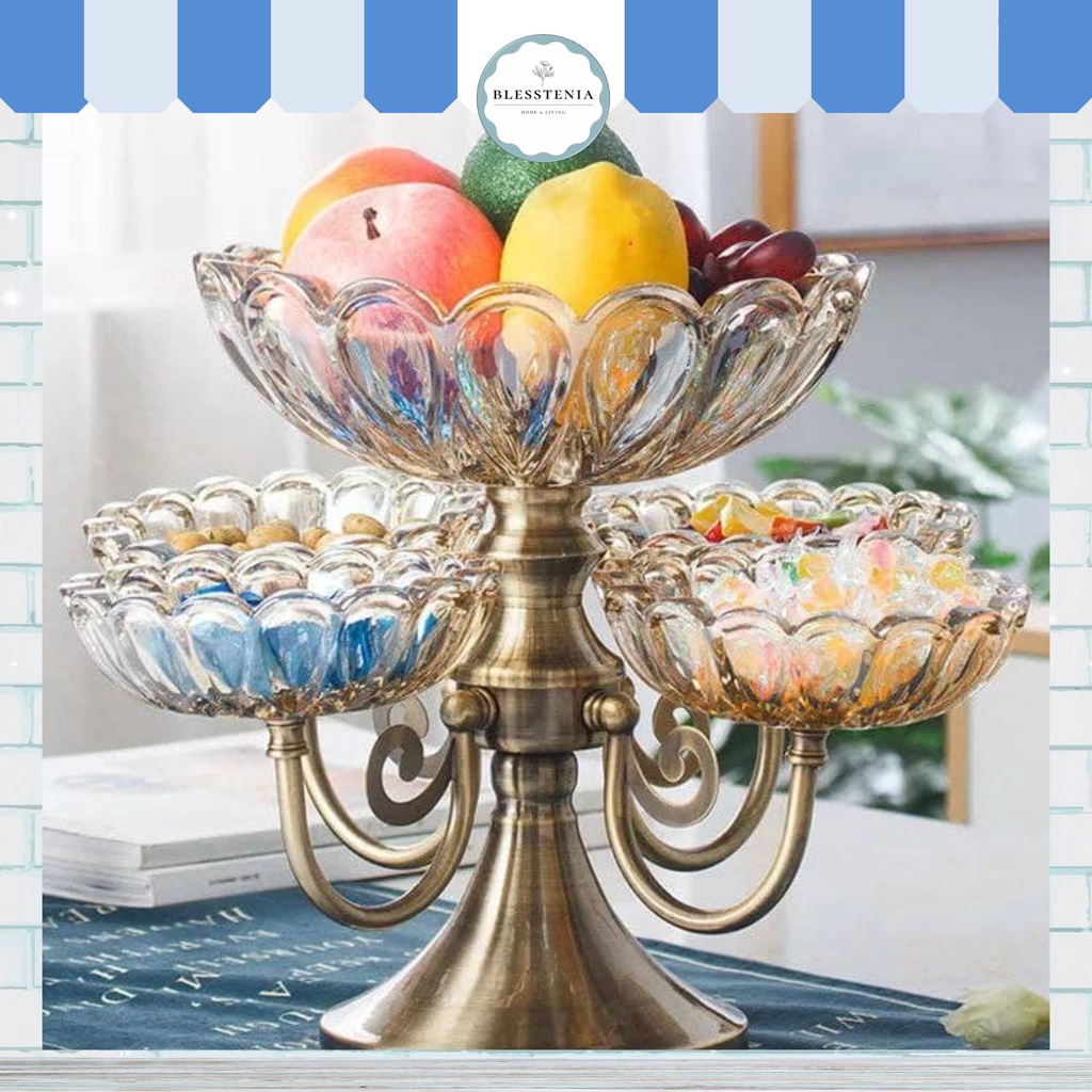 Jual Blesstenia - Tempat Buah Permen Kaca Mewah Crystal Glass Multi ...