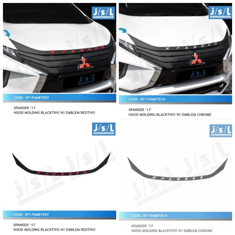 Jual Mitsubishi Xpander Hood Molding List Cap Mesin Warna With Emblem ...