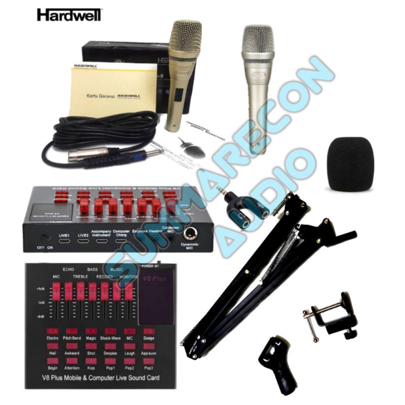 Jual PAKET LIVE SOUNDCARD V8 PLUS N MIC HARDWELL PRO 9 ORIGINAL ...