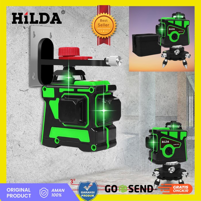 Jual HILDA Laser Level 12 Garis 3D Level Self-Leveling 360 High ...