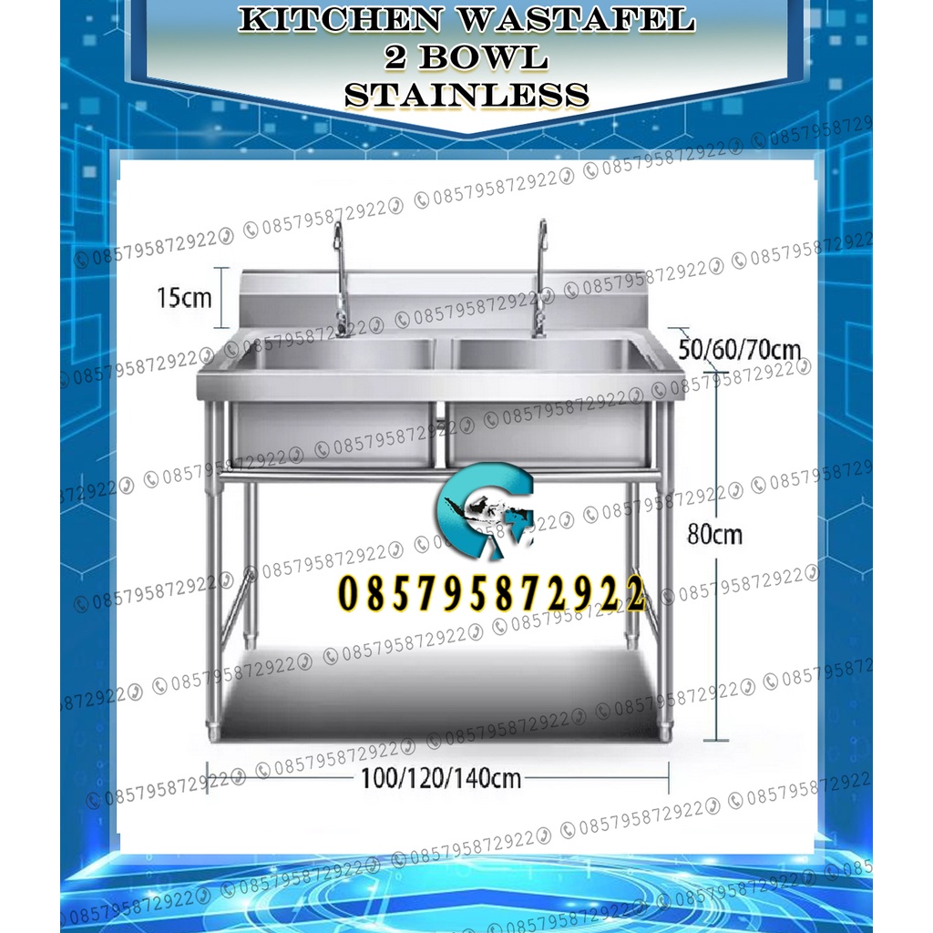 Jual Wastafel Resto Stainless SteelTwo2 Bowl - Wastafel Kitchen Dua Bak ...