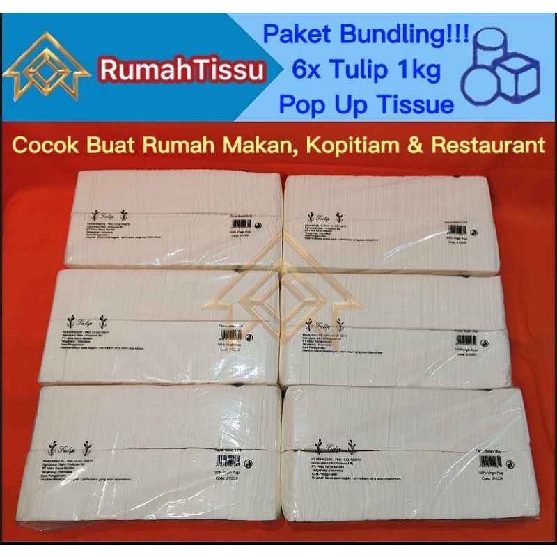 Jual [Paket Bundling 6 Pack] Tisu Tissue Tulip Pop Up/Belah 1 Kg 2 Ply ...