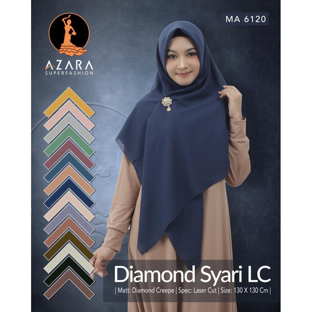 Jual HIJAB AZAHRA AZARA JUMBO 130x130 BAHAN DIAMOND PREMIUM ORIGINAL ...