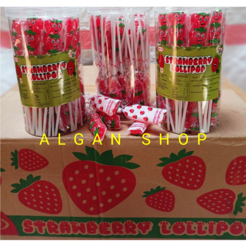 Jual Permen Lollipop Strawberry 1 Toples 30 Pcs Beruang Panda Kue ...