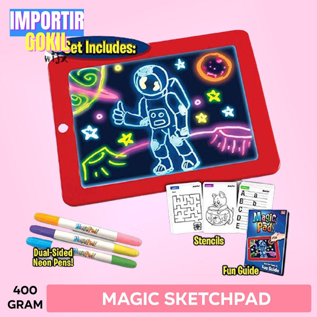 Jual Papan Tulis Ajaib Magic Drawing Board Mainan Edukasi Anak Glowing ...