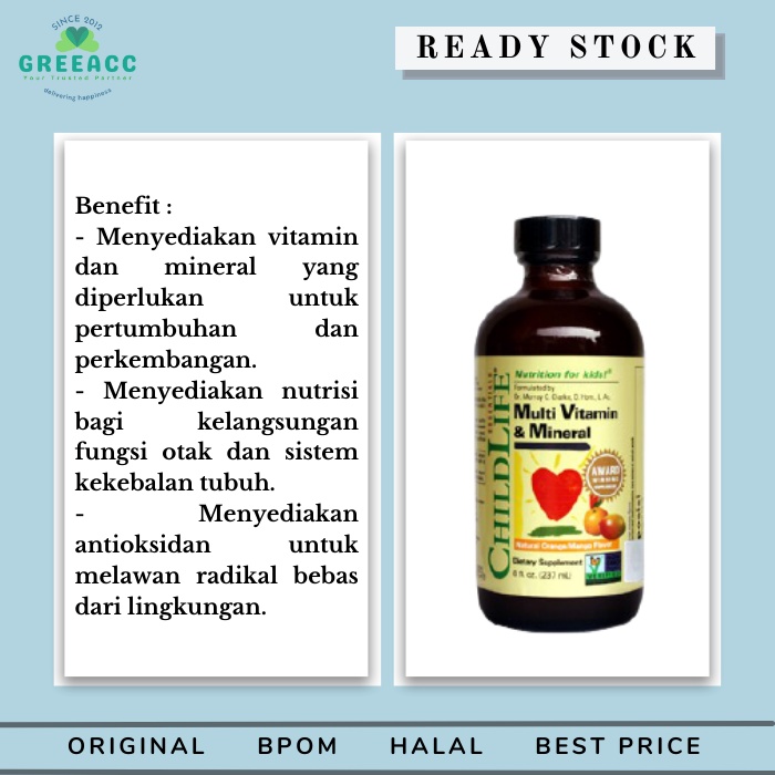Jual CHILDLIFE Multi Vitamin & Mineral 237ml 8oz Child Life ...