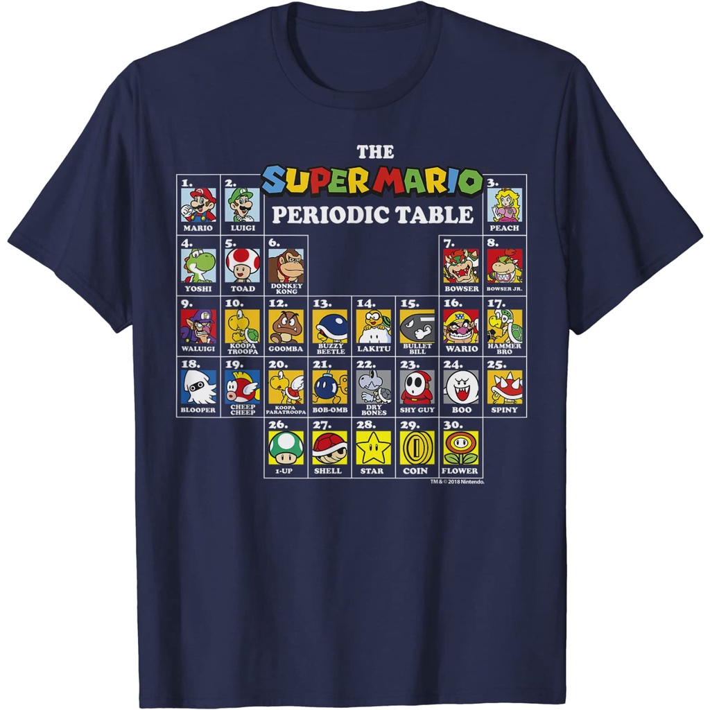 Jual Baju Kaos Anak Super Mario Periodic Table Of Characters Graphic T ...