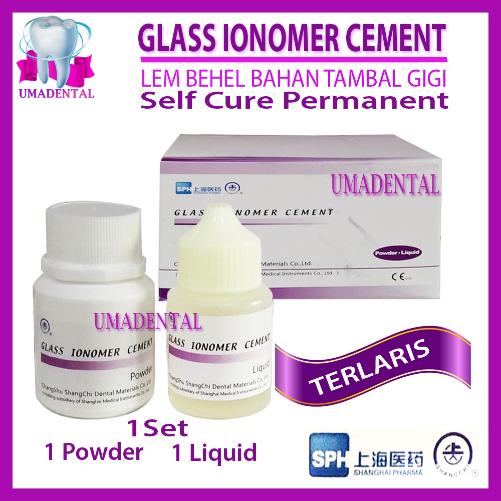 Jual Dental gic glass ionomer cement lem bubuk bahan tambal gigi 1 set powder liquid | Shopee ...
