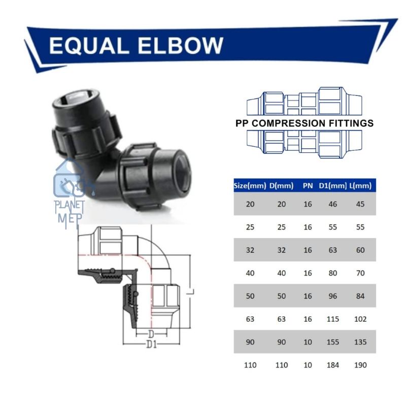 Jual Equal Elbow HDPE 1-1/4 inch 40mm knie Compression Fitting | Shopee Indonesia