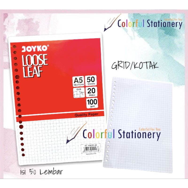 Jual Loose Leaf / Kertas Binder GRID (Kotak) Joyko A5 50 Lembar | Shopee Indonesia