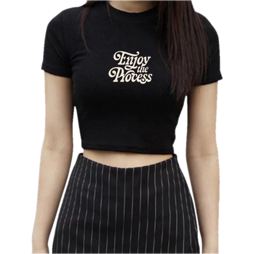 Jual KAOS CROP TOP ENJOY THE PROCESS BAJU WANITA CROPE TOP KOREA ...