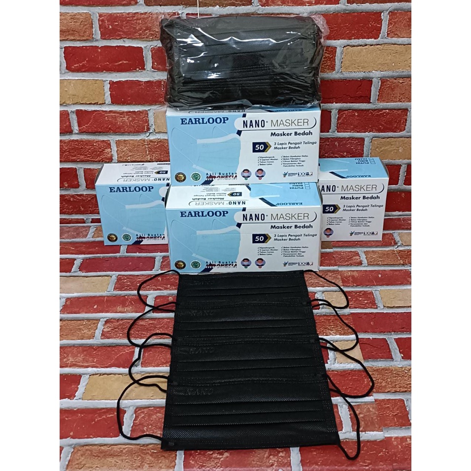 Jual Masker Medis Nano warna hitam earloop & Headloop | Shopee Indonesia
