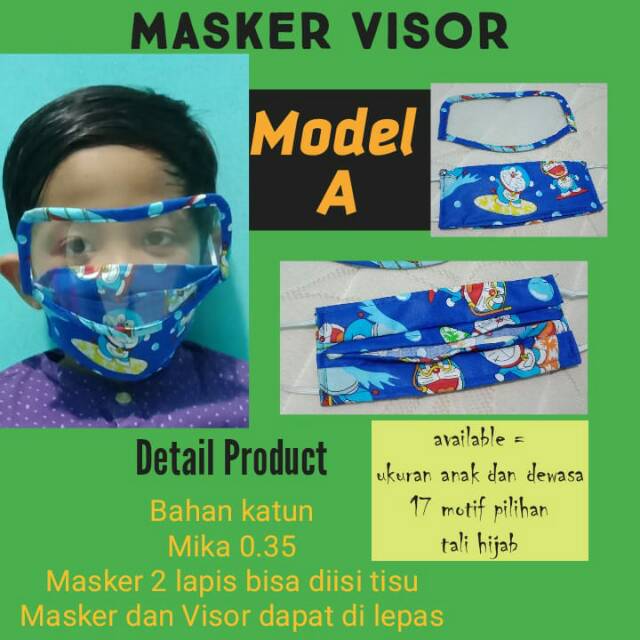 Jual Masker visor anak/dewasa model A (masker dan visor bisa dilepas ...