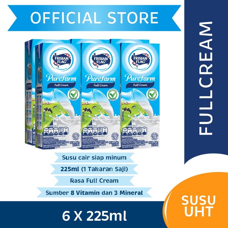 Jual Frisian Flag Susu UHT Full Cream 225ml - 6 pcs | Shopee Indonesia
