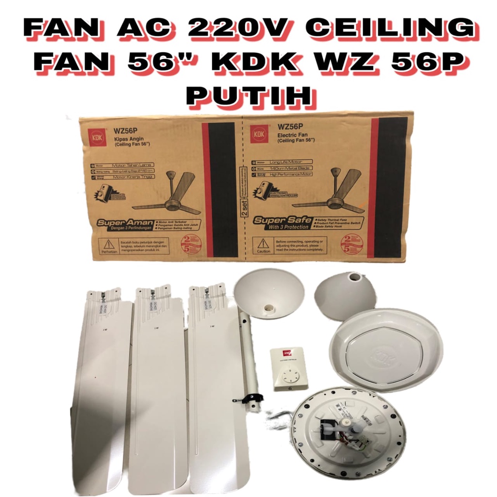 Jual FAN AC 220V CEILING FAN 56 INCH KDK WZ 56P PUTIH | Shopee Indonesia