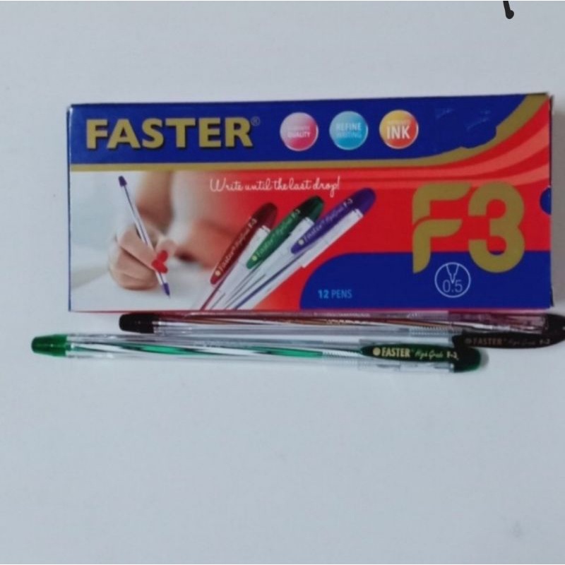 Jual Bolpoint / Bolpen/ Pulpen Faster F3 Hitam 0,5 mm | Shopee Indonesia