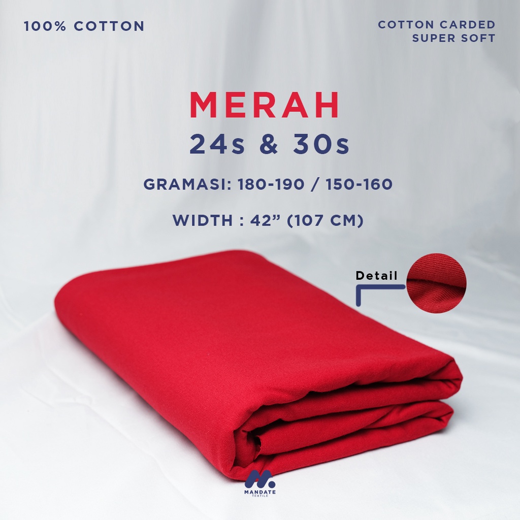 Jual 1KG KAOS KAIN COTTON S. COMBED SOFT 30S/24S MERAH | RED SUPER SOFT ...