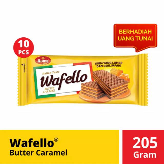 Jual WAFELLO WAFER COKLAT / CARAMEL 17gr X 10PCS | Shopee Indonesia