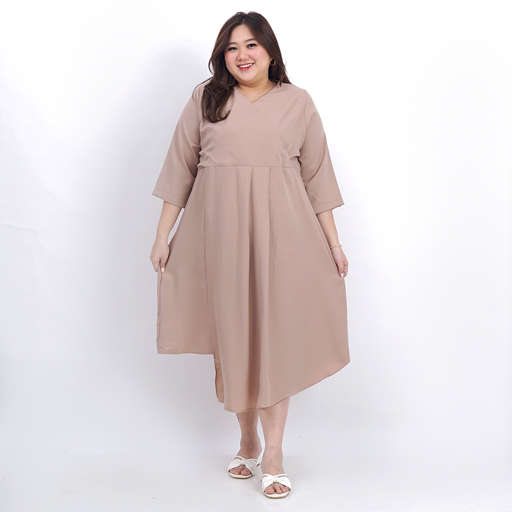 Jual Dress polos Bigsize Jumbo Wanita Size XXXL Variasi Rempel Depan ...