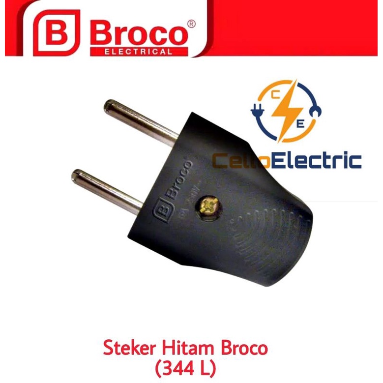 Jual Steker Gepeng Broco 344LN / Steker Listrik Biasa Hitam Broco ...