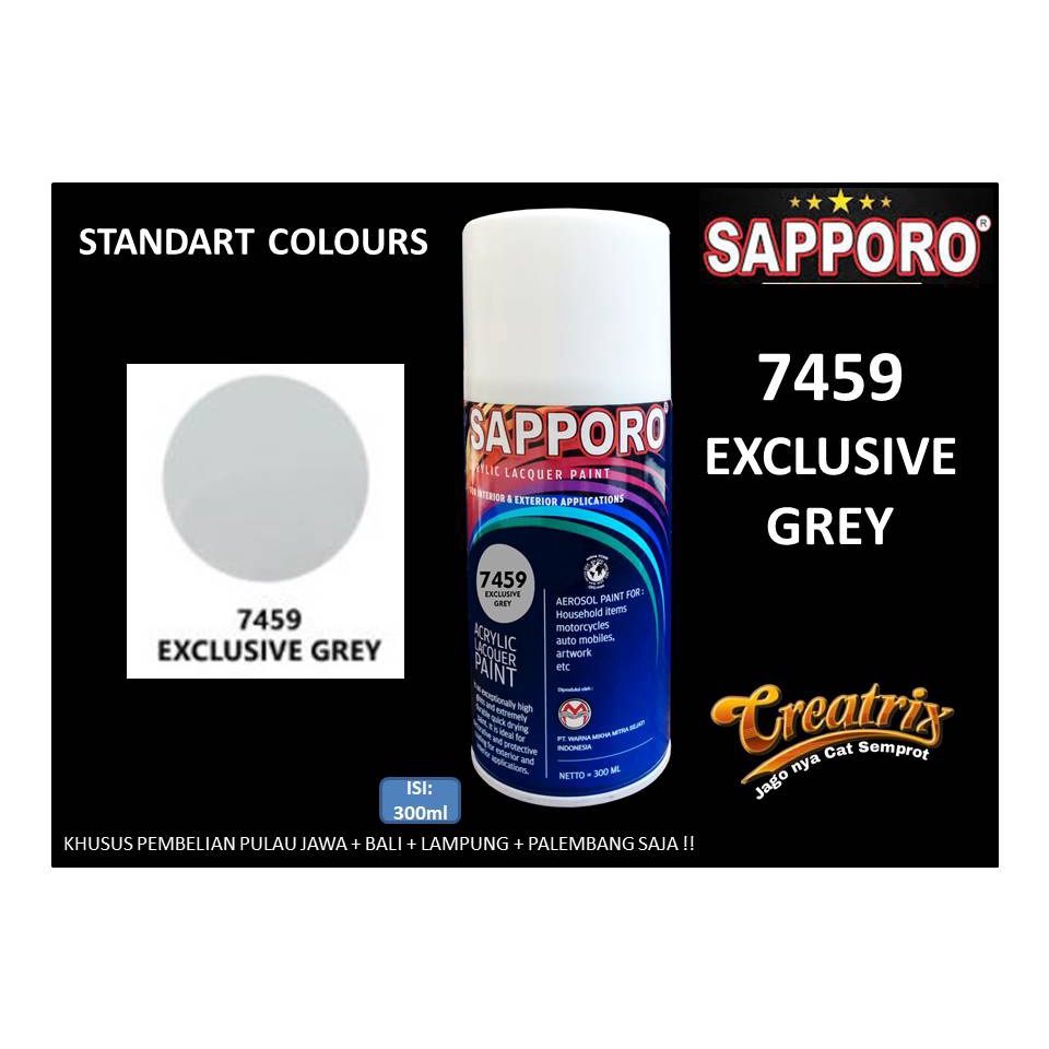 Jual Sapporo Cat Spray 7459 Exclusive Grey 300 ml Cat Semprot Sapporo ...