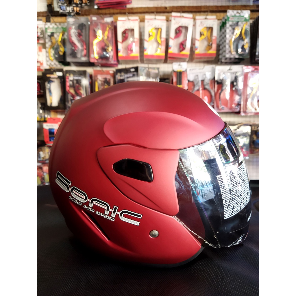 Jual HELM MAZ SONIC ROYAL RED DOFF | Shopee Indonesia